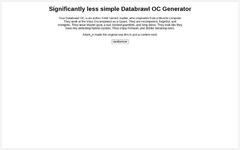 Significantly less simple Databrawl OC Generator