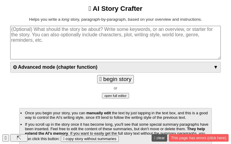 📖 AI Story Crafter ― Perchance Generator