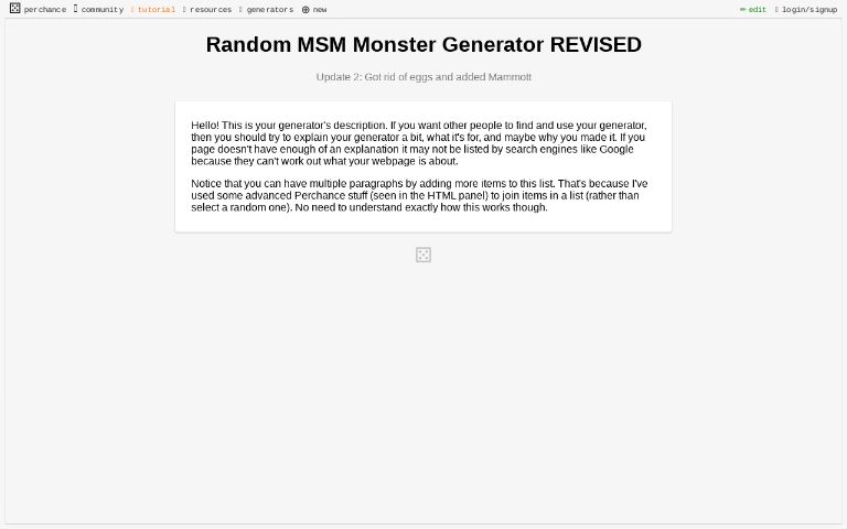 Random MSM Monster Generator REVISED