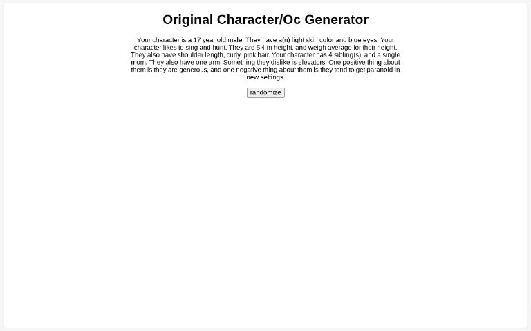 Original Character/Oc Generator