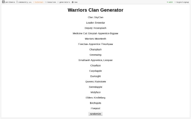 Warriors Clan Generator
