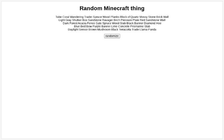 Random Minecraft thing ― Perchance Generator