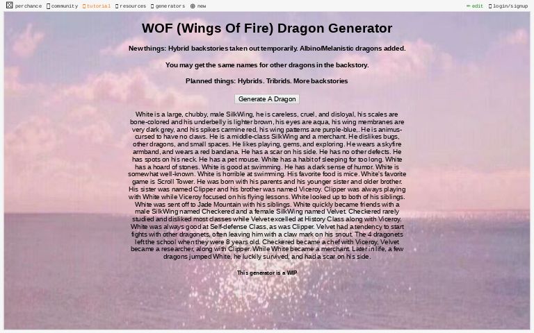 WOF (Wings Of Fire) Dragon Generator