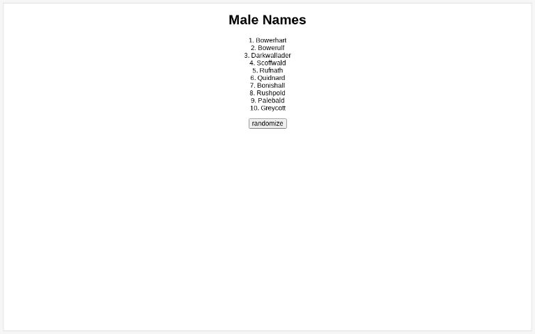 Male Names ― Perchance Generator