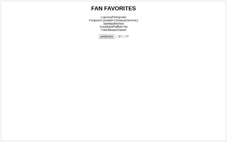 FAN FAVORITES ― Perchance Generator