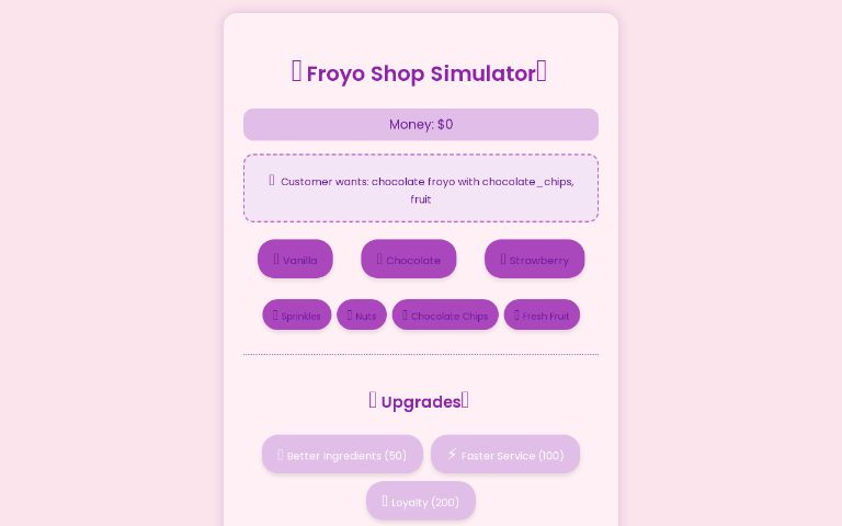 🍦Froyo Shop Simulator🍦 ― Perchance Generator