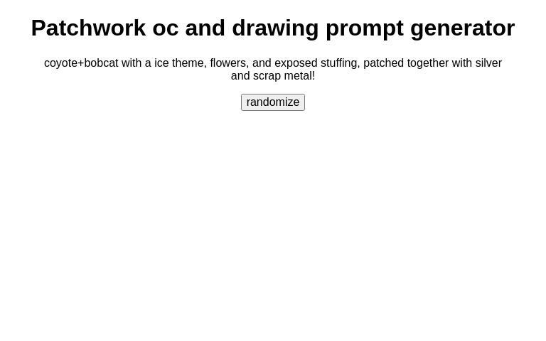 Patchwork oc and drawing prompt generator