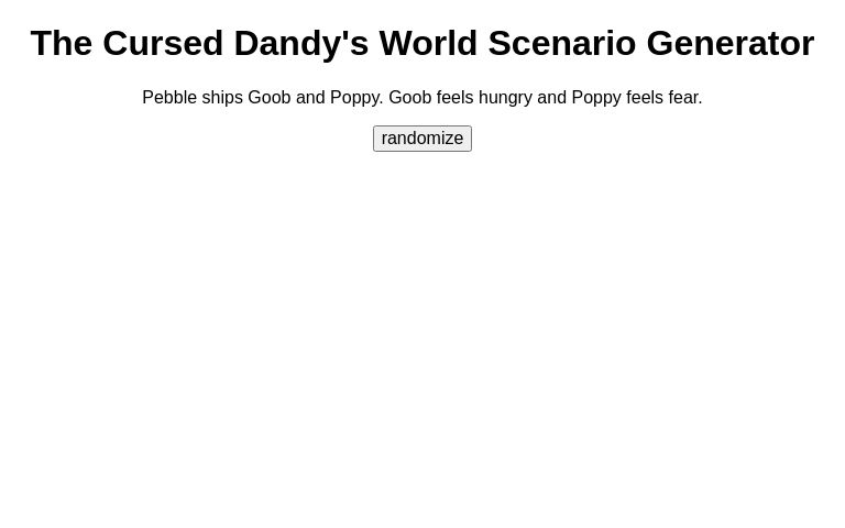 The Cursed Dandy's World Scenario Generator