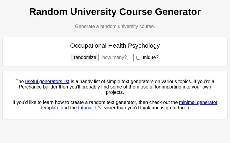 Random University Course Generator