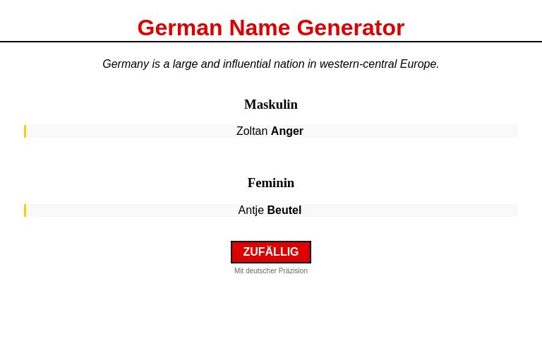 German Name Generator