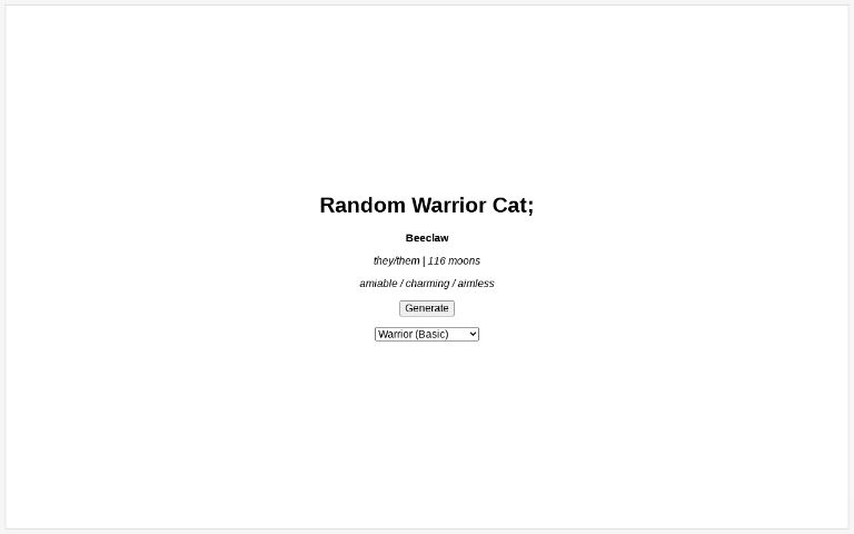 Random Warrior Cat; ― Perchance Generator