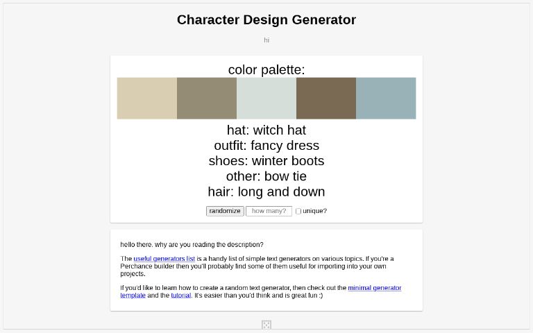 Character Design Generator