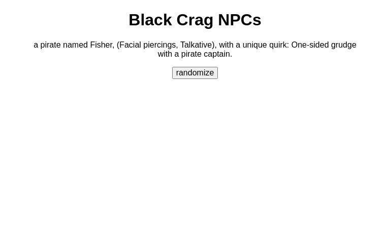 Black Crag NPCs ― Perchance Generator