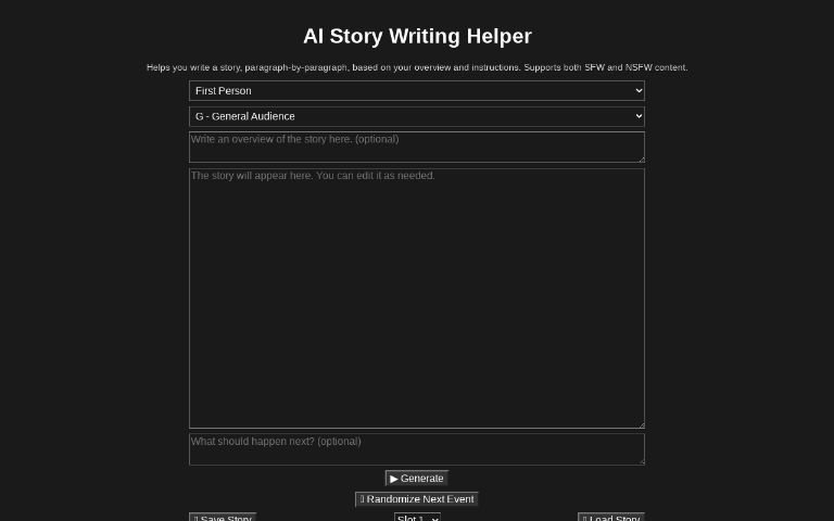 AI Story Writing Helper ― Perchance Generator