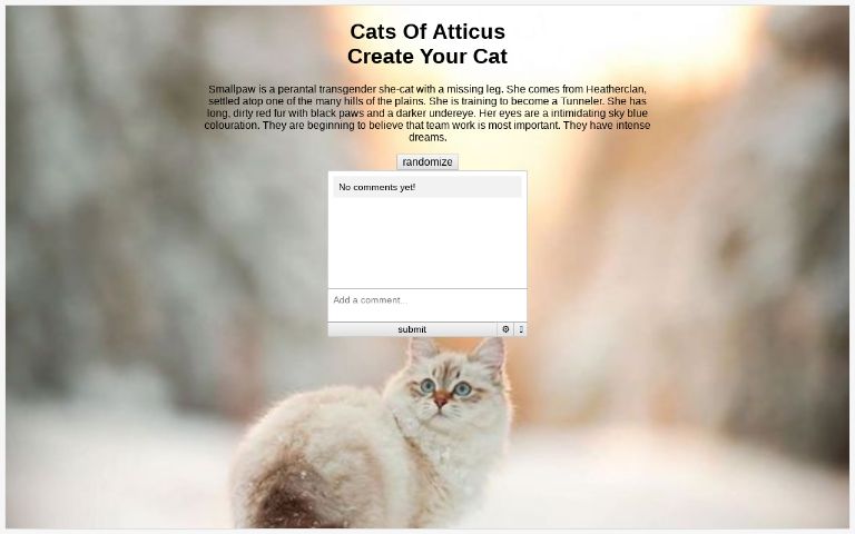 Cats Of Atticus Create Your Cat ― Perchance Generator