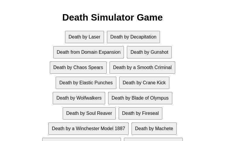 Death Simulator Game ― Perchance Generator
