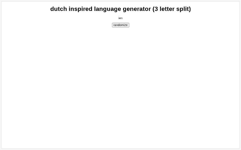 dutch inspired language generator (3 letter split)