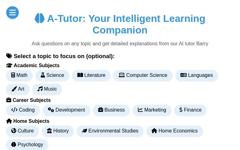 A-Tutor: Your Intelligent Learning Companion ― Perchance Generator