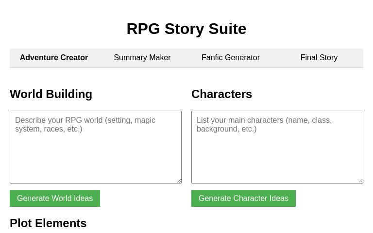 RPG Story Suite ― Perchance Generator