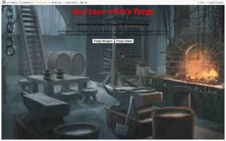 sho-laer-roux's Forge ― Perchance Generator