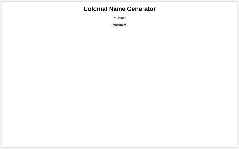 Colonial Name Generator