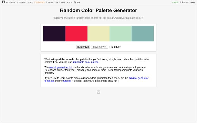 Random Color Palette Generator