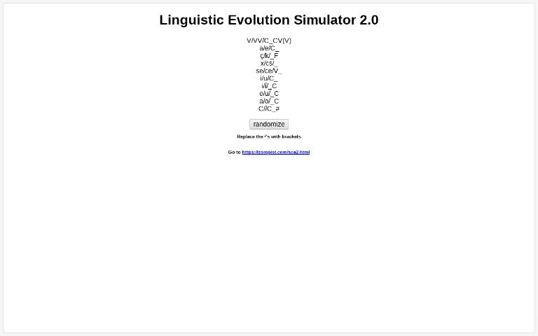 Linguistic Evolution Simulator 2.0 ― Perchance Generator