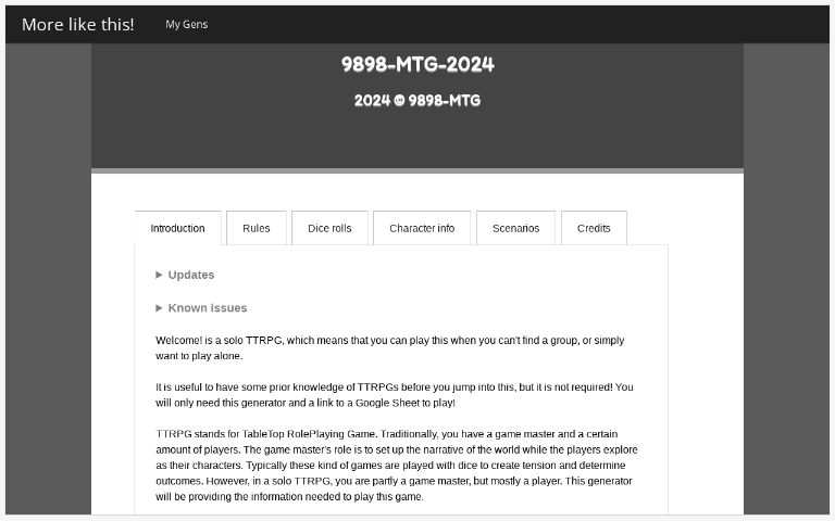 9898-MTG-2024 ― Perchance Generator