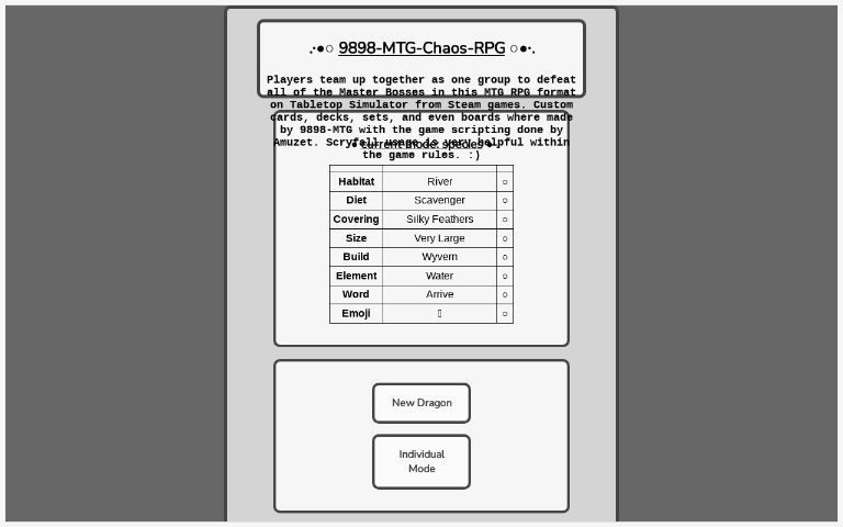 9898 Mtg Chaos Rpg Template ― Perchance Generator