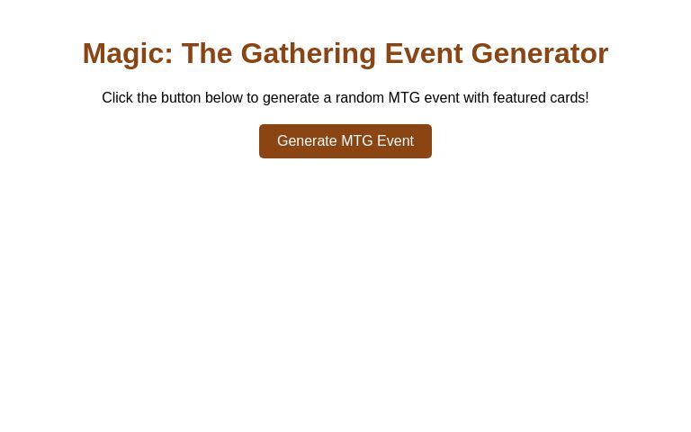 Magic: The Gathering Event Generator