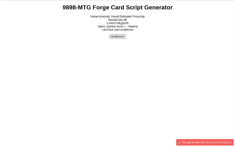9898-MTG Forge Card Script Generator