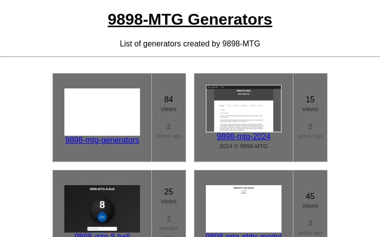9898-MTG Generators
