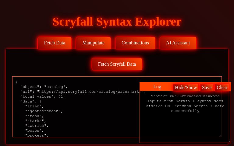Scryfall Syntax Explorer ― Perchance Generator
