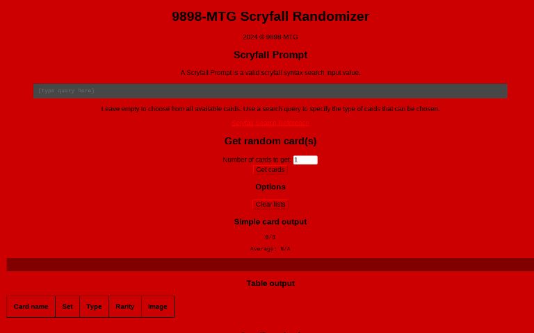 9898-MTG Scryfall Randomizer ― Perchance Generator