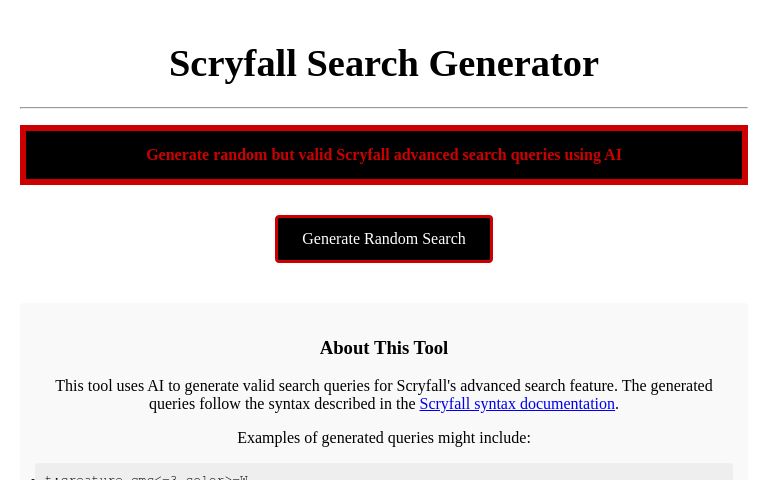 Scryfall Search Generator