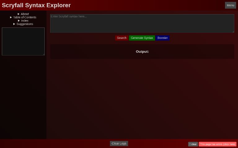Scryfall Syntax Explorer ― Perchance Generator