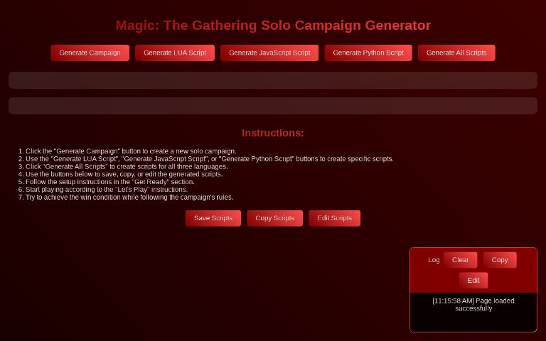 Magic: The Gathering Solo Campaign Generator