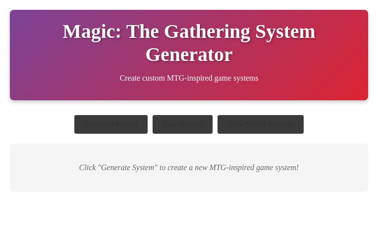 Magic: The Gathering System Generator