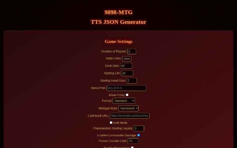 9898-MTGTTS JSON Generator