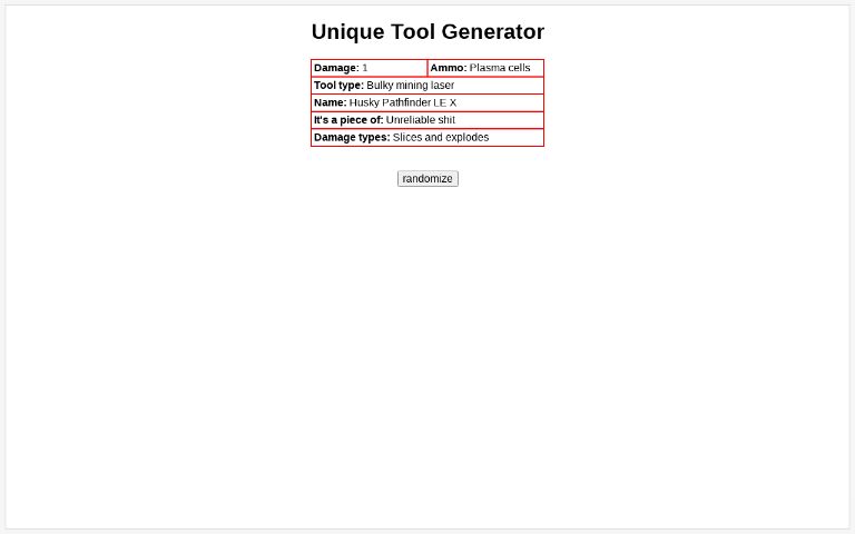 Unique Tool Generator