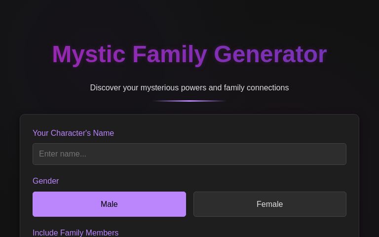 Mystic Family Generator