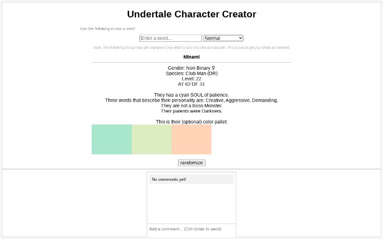 Undertale Character Creator ― Perchance Generator