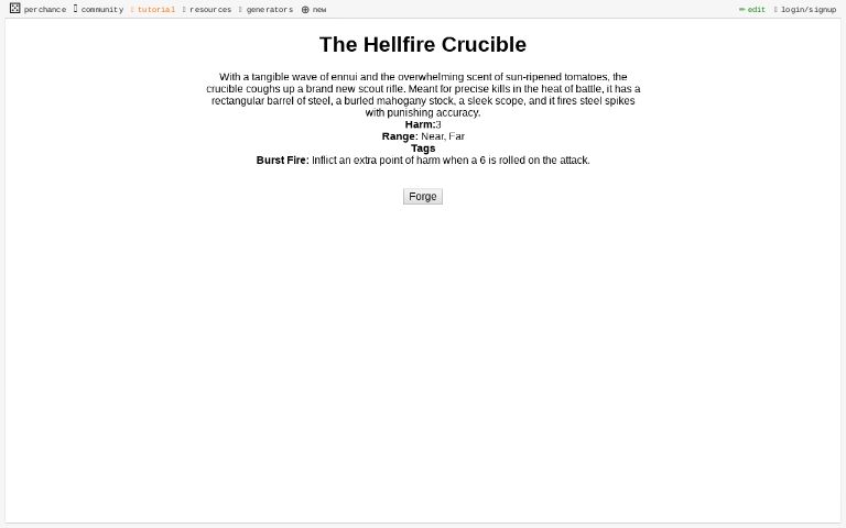 The Hellfire Crucible ― Perchance Generator