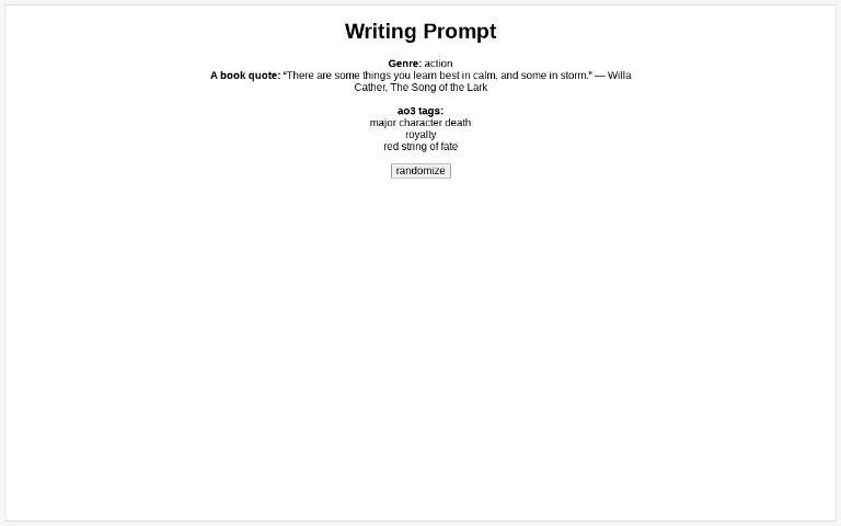 Writing Prompt ― Perchance Generator