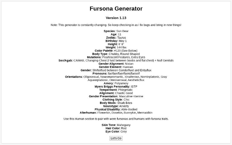 Fursona Generator
