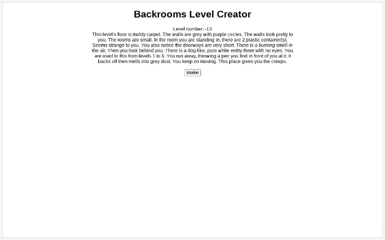 Backrooms Level Creator ― Perchance Generator