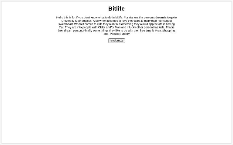 Bitlife ― Perchance Generator