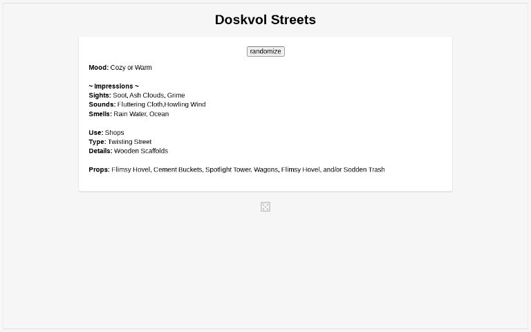 Doskvol Streets ― Perchance Generator