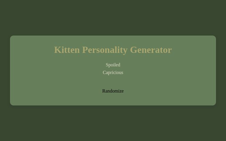 Kitten Personality Generator