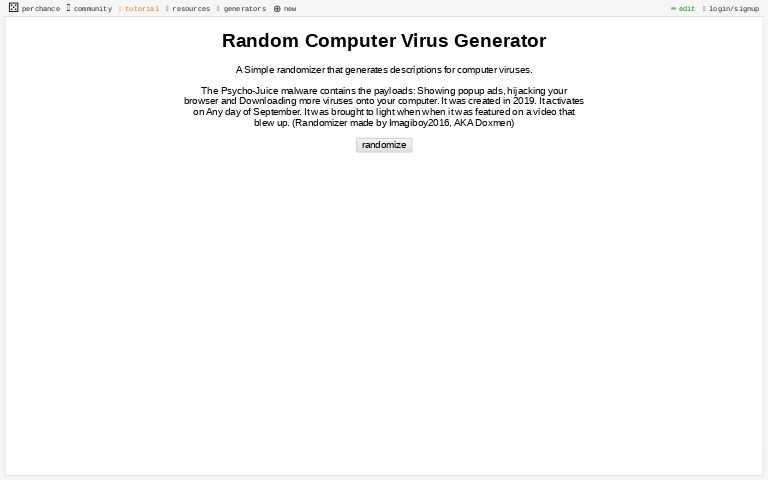 Random Computer Virus Generator